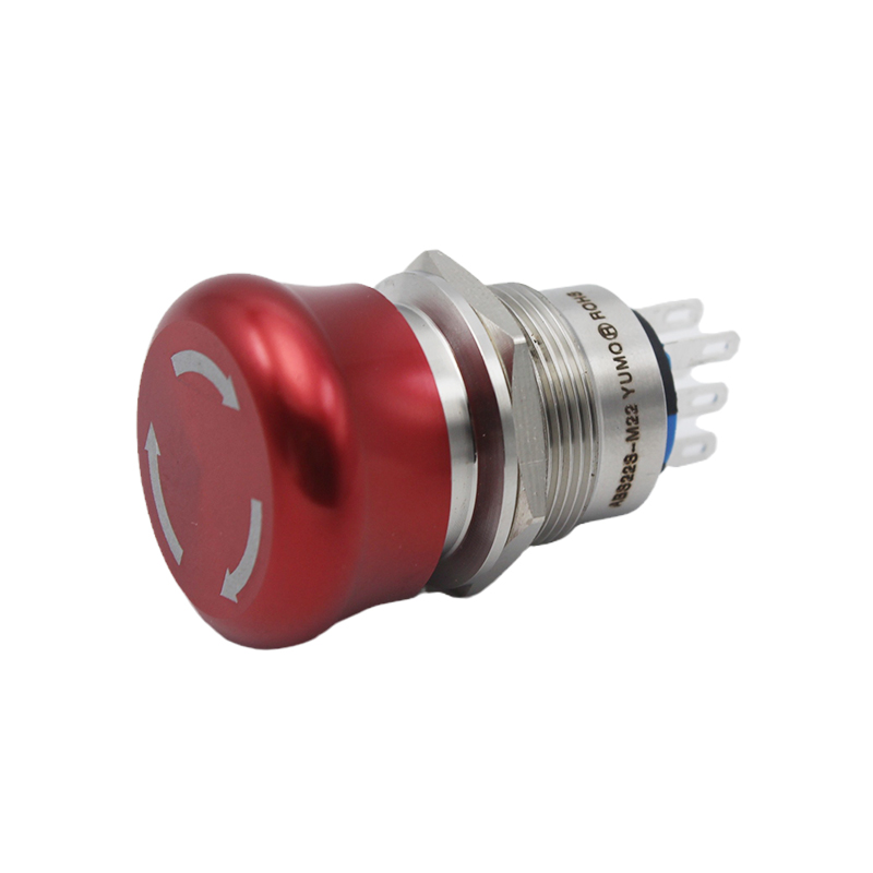 YUMO ABS22S-M22 22mm Mushroom Metal Push Button Switch, China mushroom metal push button ...