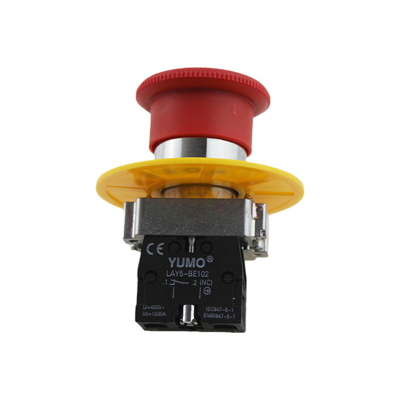 Red Mushroom Head Push Button Switch With Scram Plate LAY5-BS542 ...