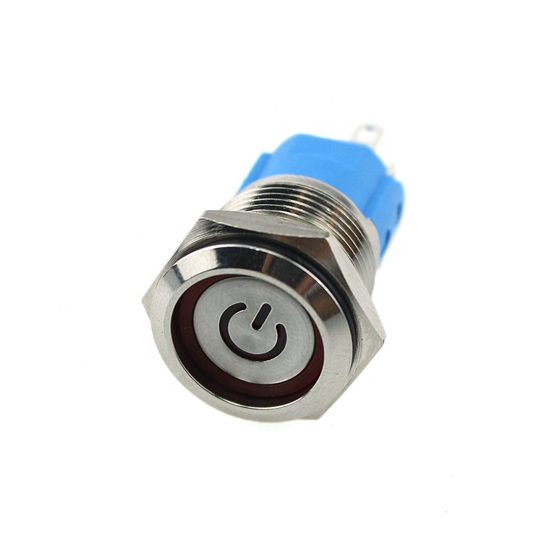 ABS16S-C11-E 16mm Flat Round 12V Red Power symbol LED Push Button ...