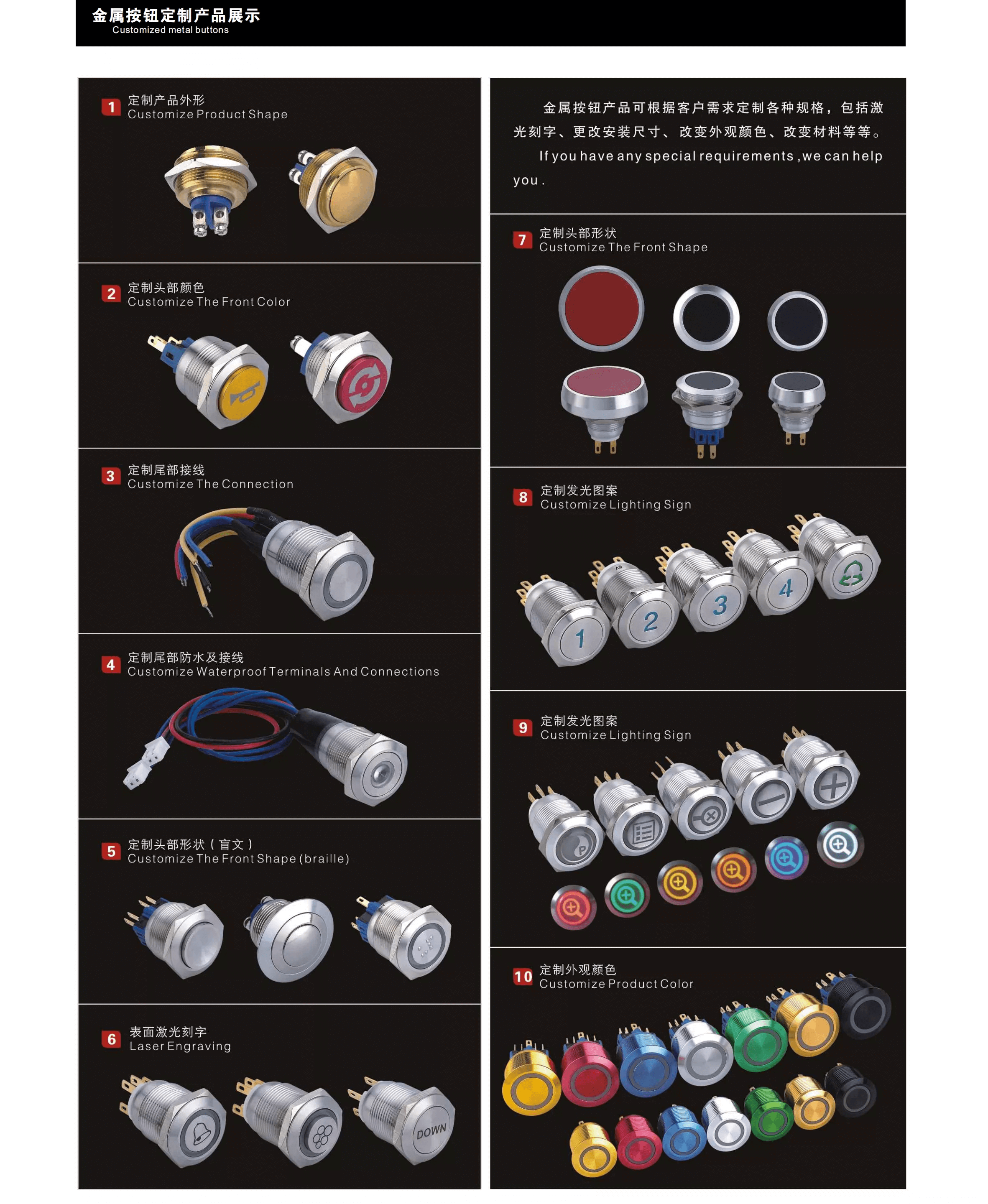 ABS12S series stainless steel 12mm flat type metal push button switch ...