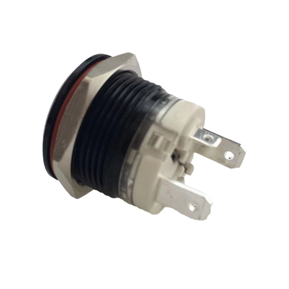 19mm MAX 16A 1NO IP65 Red Ring Light Black Self-locking Metal Push ...