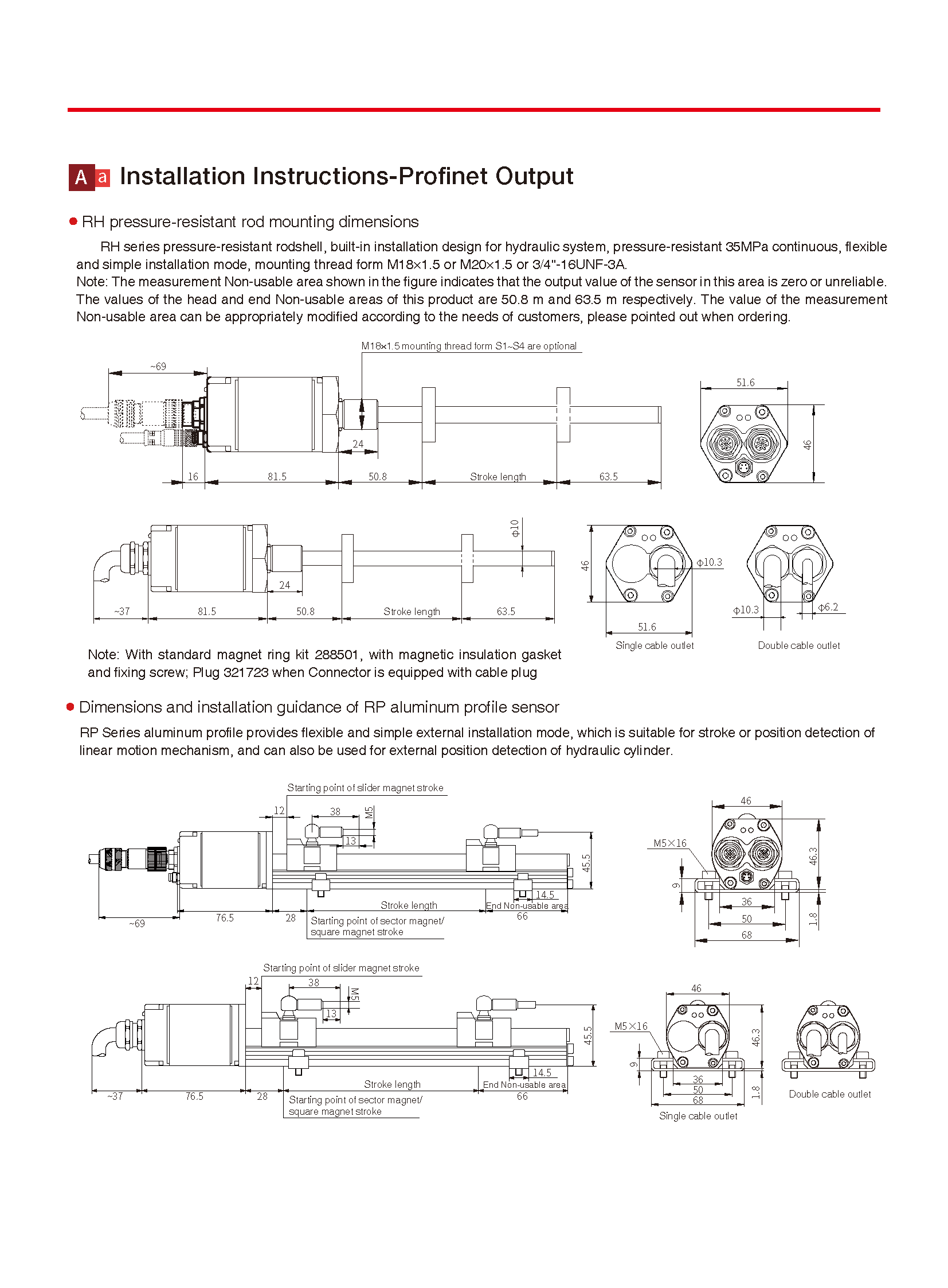 YUMO RH/RP Displacement Sensor-Profinet Output Magnetostrictive Displacement Sensor, China ...