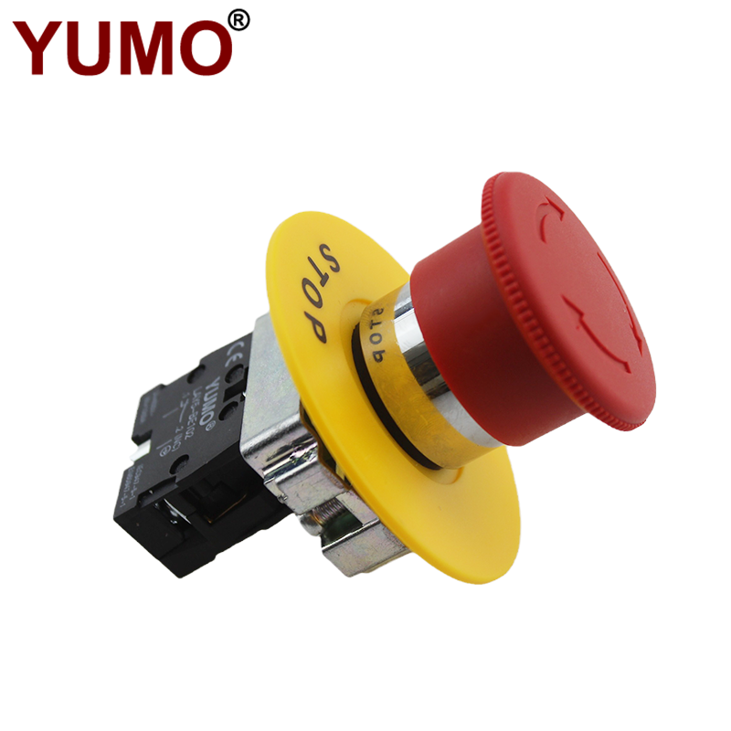 Red Mushroom Head Push Button Switch With Scram Plate LAY5-BS542 , China cotrol box push button ...