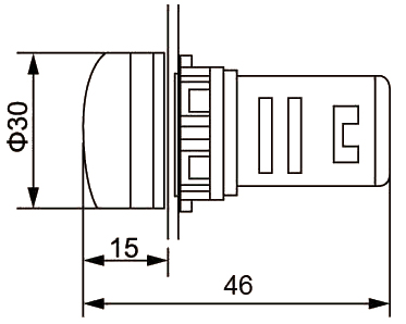 Panel mounting voltage and ampere meter with 22mm Yellow Light AD101 ...
