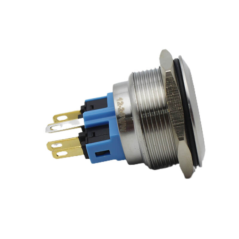 IP67 waterproof metal push button switch with momentary 1NO1NC white ...