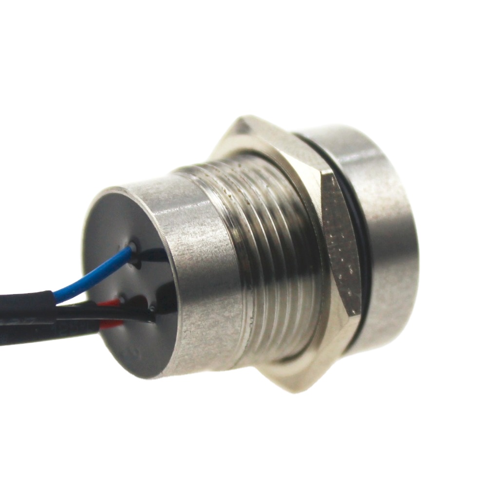 IP68 Waterproof Stainless Steel Blue Ring LED Latching 16mm Piezo push ...