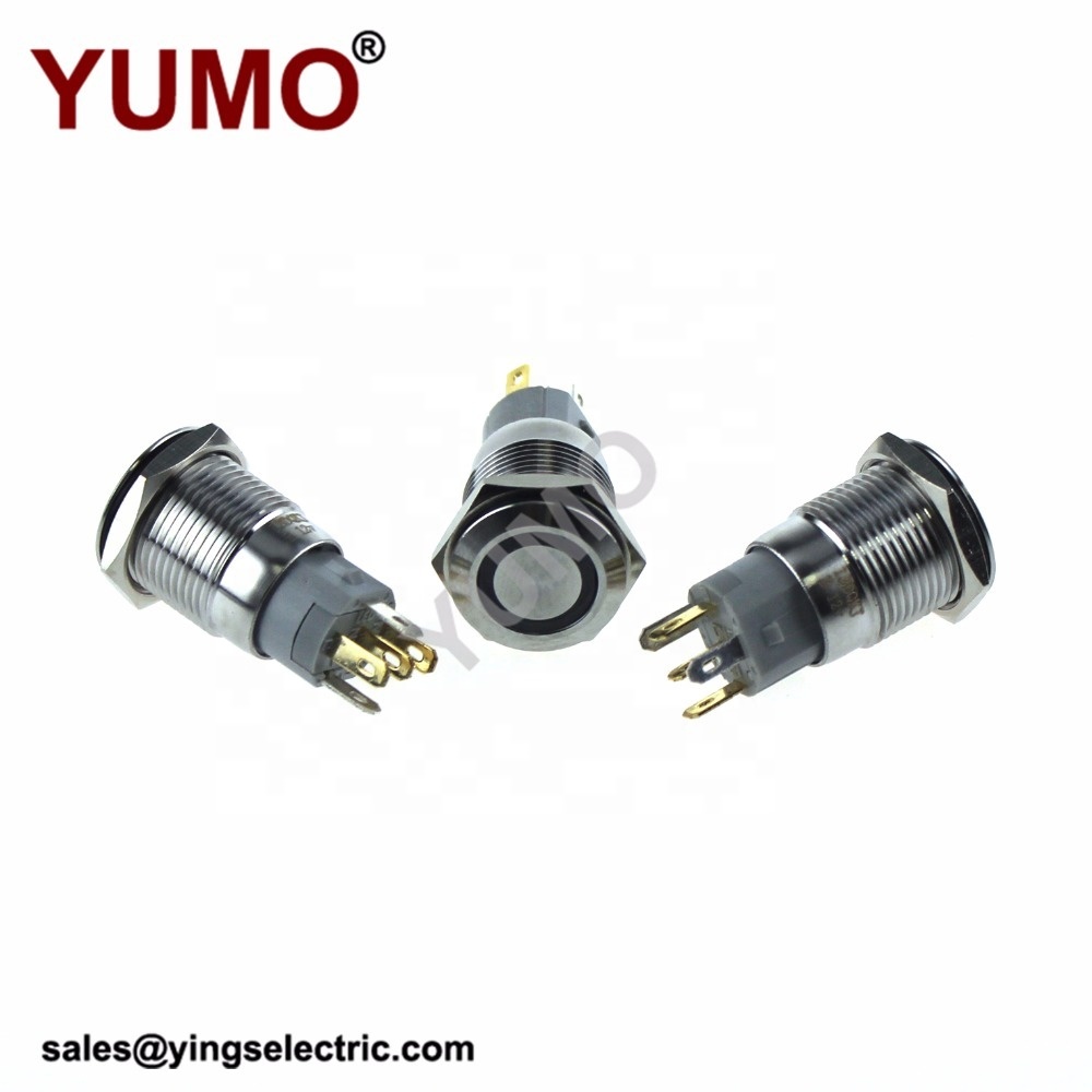 YUMO Hot sale LB-16A annular stainless steel panel LED metal push ...
